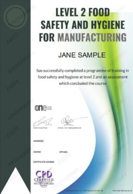 Level 2 Food Safety and Hygiene for Manufacturing course